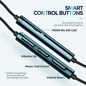 Linklike Wired Earbuds with Microphone Extra Bass Quad Dynamic Drivers Hi-Res Earbuds Wired Noise Isolating Lightweight Earphones with Volume Control 3.5mm Jack in-Ear Headphones(Midnight Green)