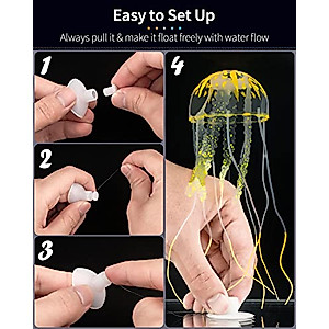 Uniclife 6 Pcs Glowing Jellyfish Ornament Decoration for Aquarium Fish Tank