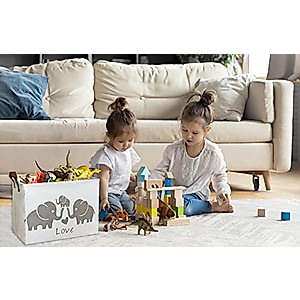 HIYAGON Baby Basket Cute Elephant Basket for Boys and Girls Toy Storage Bin Organizer Box Gift Basket Empty Rectangular Room Decor for Home(Love Elephants)