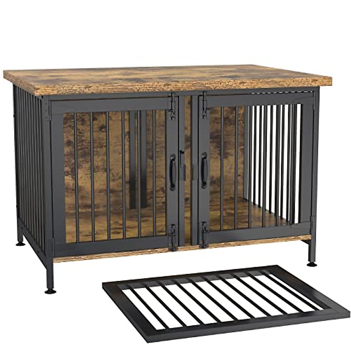 GDLF Double Dog Crate with Divider for 2 Small Dogs or 1 Dog, Furniture Style Kennel Indoor Cage with Removable Panel (Int.dims:36.2”Wx24.5”Dx21”H)