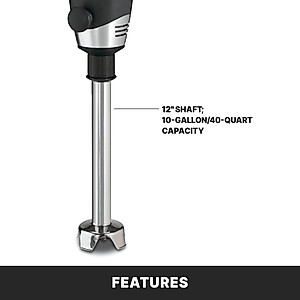 Waring Commerical WSB50 Big Stix Heavy Duty Immersion Blender, 12" Removable Shaft, 1 HP/700 Watt Variable Speed Motor, 120V, 5-15 Phase Plug