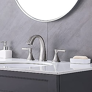 VAPSINT Widespread 2 Handle 3 Hole Brushed Nickel Bathroom Faucet,Modern Lavatory Vanity Bathroom Sink Faucet with Pop Up Drain