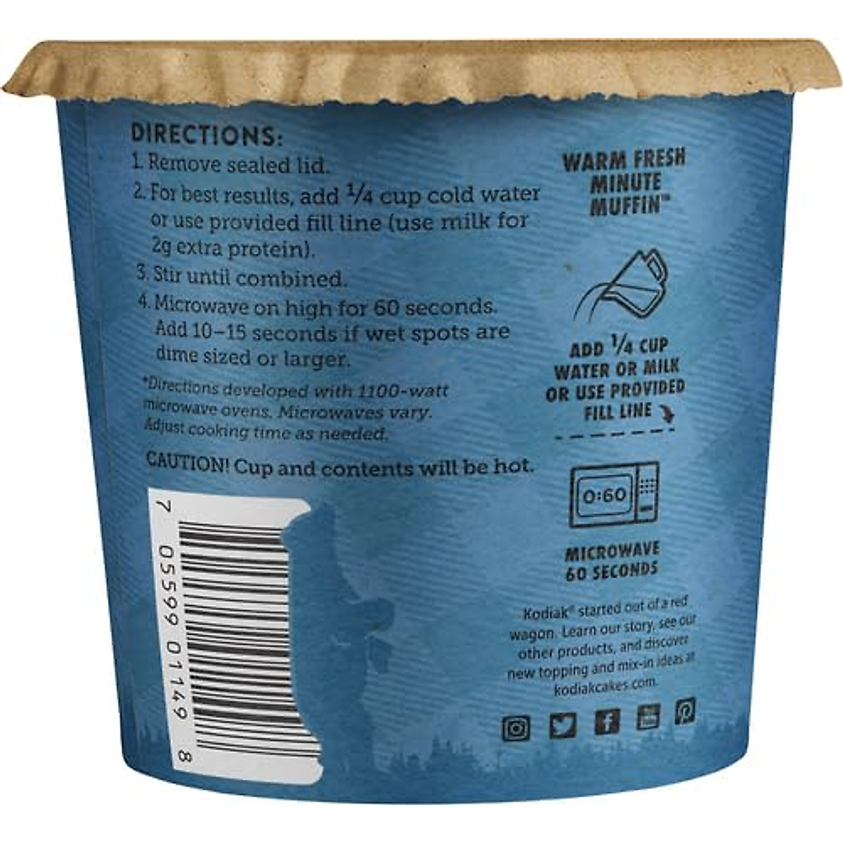 Kodiak Cakes Minute Muffins, Mountain Blueberry, 2.29 Ounce (Packaging May Vary)