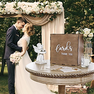 OurWarm Wedding Card Box with Lid, Wood Gift Card Box for Wedding Reception, Rustic Envelope Money Box for Wedding Party Birthday Bridal Shower Baby Shower Graduation Decorations (10x10x6 inches)