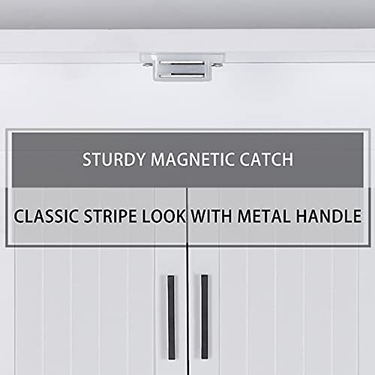 MUPATER Bathroom Over-The-Toilet Storage Cabinet Organizer with Doors and Shelves, Small Freestanding Toilet Space Saver Shelf with Adjustable Bottom Bar and Anti-Tip Design,White