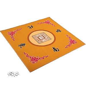 GUSTARIA Chinese Mahjong Set, with X-Large 144 Numbered Melamine Yellow Tiles, 2 Spare Tiles, 6 Dice and a Wind Indicator, Carrying Travel Case with English Instruction, Mahjong Mat (Yellow)