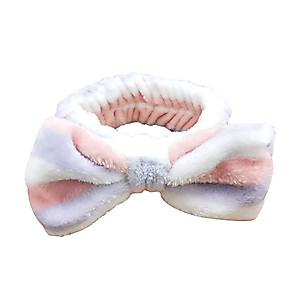 JANEMO Mom Gifts,SPA Headband, Make Makeup Headband,Soft Coral Fleece Bow Decoration,Headbands Gifts for Mom,Women Girls Washing Mother's Day,Grilfriend（Purple White）