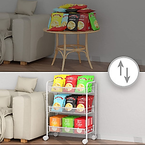 JANE EYRE 3-Tier Rolling Utility Storage Rack Cart on Wheels, Trolley Craft cart, Multi-Purpose Organizer Shelf, White