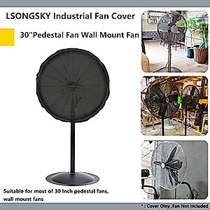 LSongSKY Industrial Fan Cover 2 Pack,Suitable for 30 Inch Wall Mount Fan,Industrial Pedestal Fan in the Warehouse,Shop, Garage,and Workspace,Waterproof & Dustproof 600D Oxford,Black