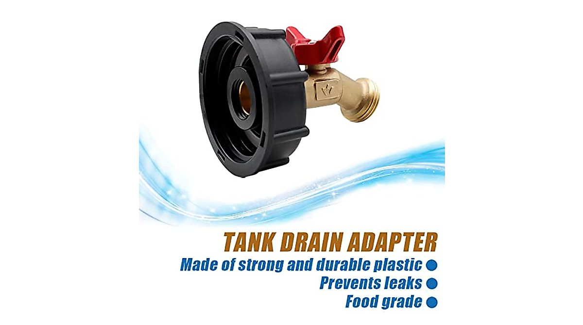 IBC Tote Water Tank Adapter with Brass Faucet | Leak-Proof 2" Thread