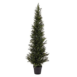 Two 3 Foot Outdoor Artificial Cedar Trees Potted Plants
