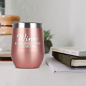 GINGPROUS Funny Wine Tumbler Cupcake Wine Socks Gift Set for Women, Funny Birthday Gift for Her, Friend BFF, Mom, Wife, Sister, Aunt, Coworker, 12 Oz Wine Tumbler with Lid, Opener, Stopper, Rose Gold
