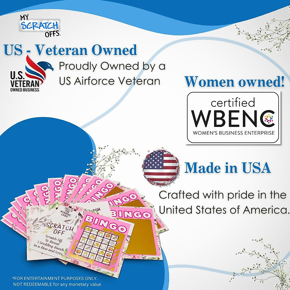 My Scratch Offs - 26 Pink Floral Scratch Off Bingo Cards Perfect for Bridal Shower Games, Wedding Party, Bridal Party Favors - Fun and Easy Bingo Game Cards