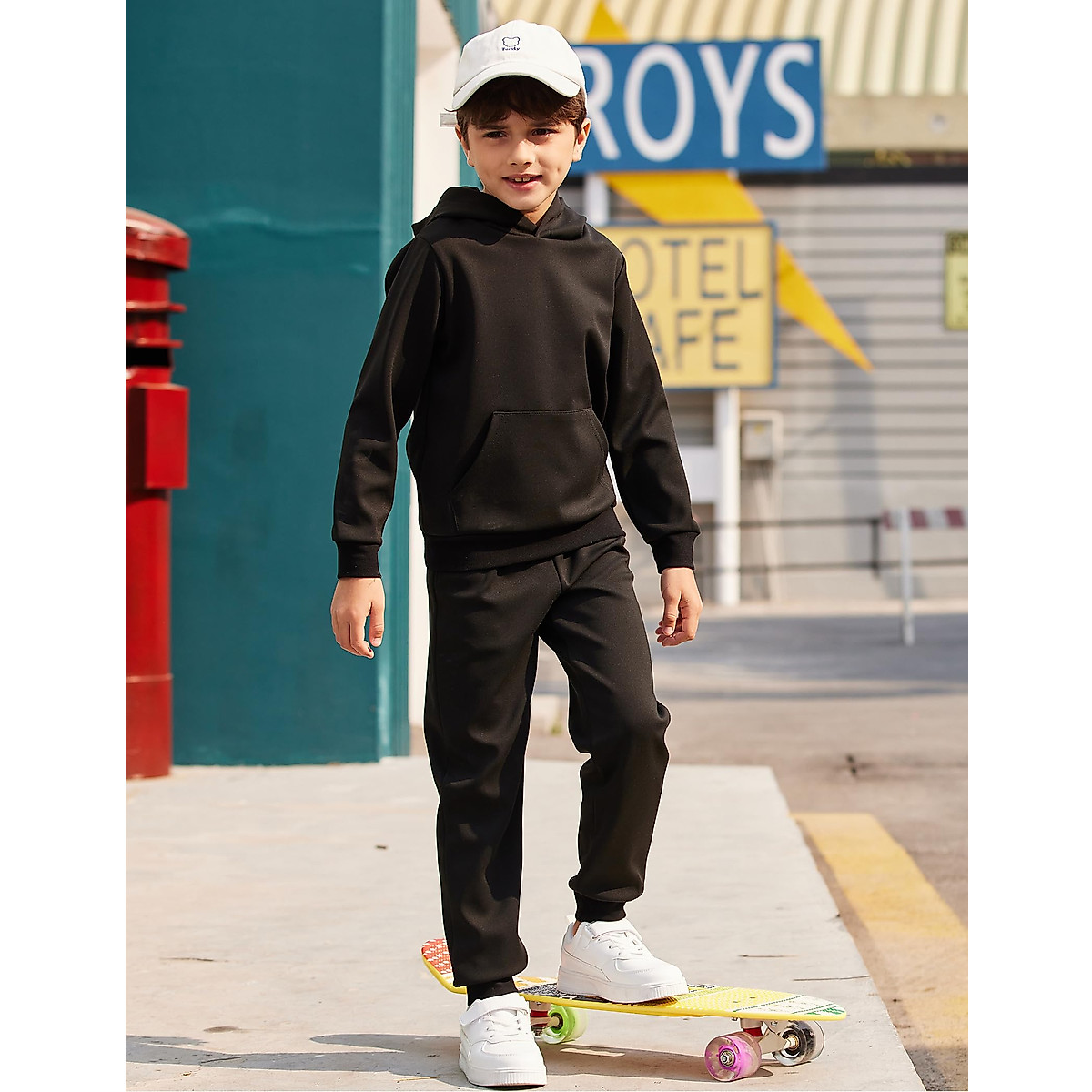 Arshiner Pullover Hoodie and Sweatpants Suit for Boys Girls 2 Piece Outfit Fashion Sweatshirt Set Black