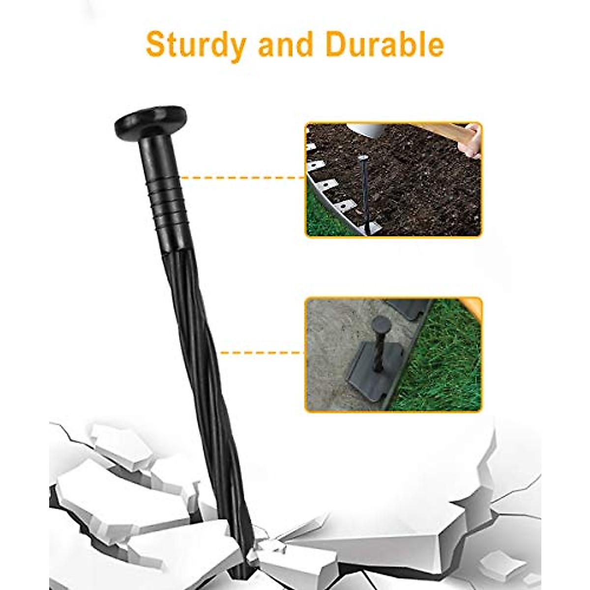 Meboyz 50-Pack Plastic Edging Nails, 8-Inch Paver Edging Spikes, Spiral Nylon Landscape Anchoring Spikes for Paver Edging, Weed Barrier, Artificial Turf & More Weed Barrier, Artificial Turf & More.