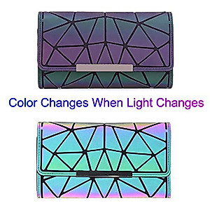 FZChenrry Women Holographic Wallet Geometric Luminous Wallets Lumikay Purse Long Wallet Flash Cross Body Bag NO.2