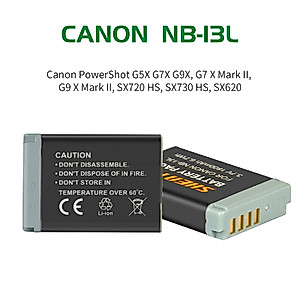 Shentec 2 Pack NB-13L 1800mAh Batteries and LED 3-Slot USB Charger Compatible with Canon NB-13L and Canon PowerShot G5X G7X G9X, G7 X Mark II, G9 X Mark II, SX720 HS, SX730 HS, SX620 HS Camera