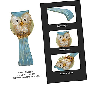 Yardwe Owl Spoon Holder Decorating Tools Buffet Serving Utensils Soup Spoons Ceramic Utensil Rest Dish Ceramic Ladle Rest Owl Spoon Rest Ceramic Scoop Holders Ceramic Spoon Rest Blue Fork