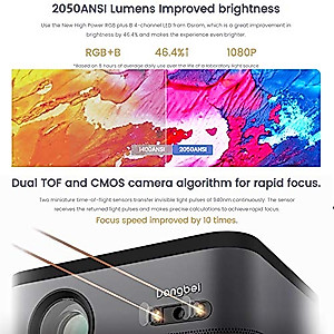 DANGBEI New F3 Home Cinema Projector | DLP 3D Native 1080P 1920x1080 | 4K Engine Pro | 2150 ANSI Lumens | MSD6A938 4GB 64GB | Hi-Fi Speaker | Android ATV OS Updated