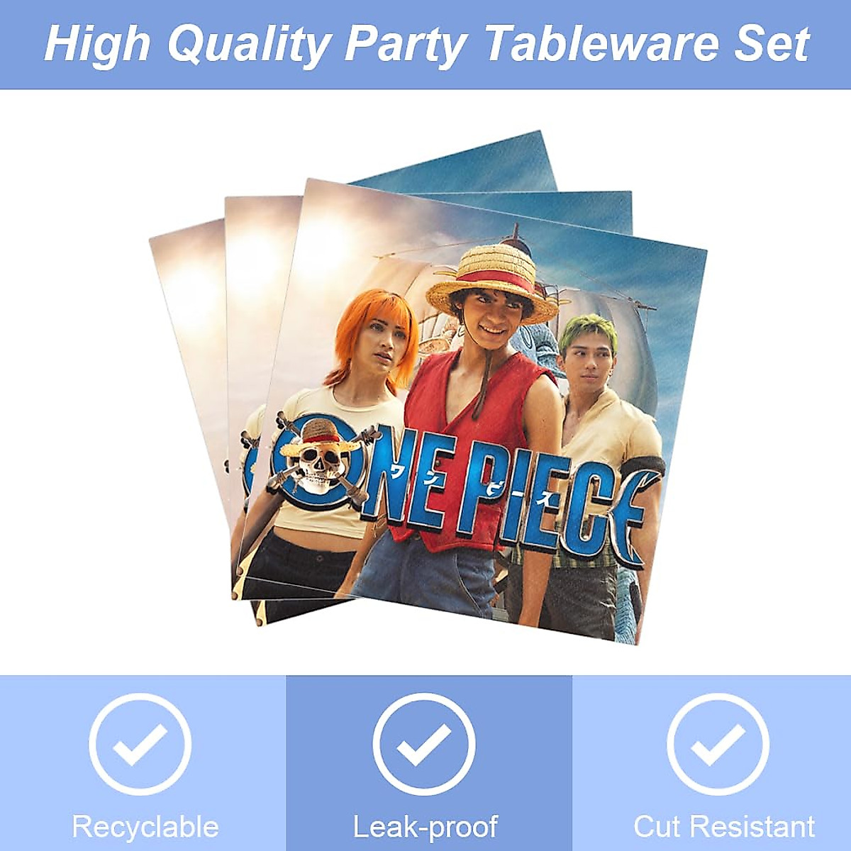 40Pcs One Piece Party Supplies - Plates Napkins for One Piece Birthday Party Supplies - 20 Plates 20 Napkins - Decorations for Kids