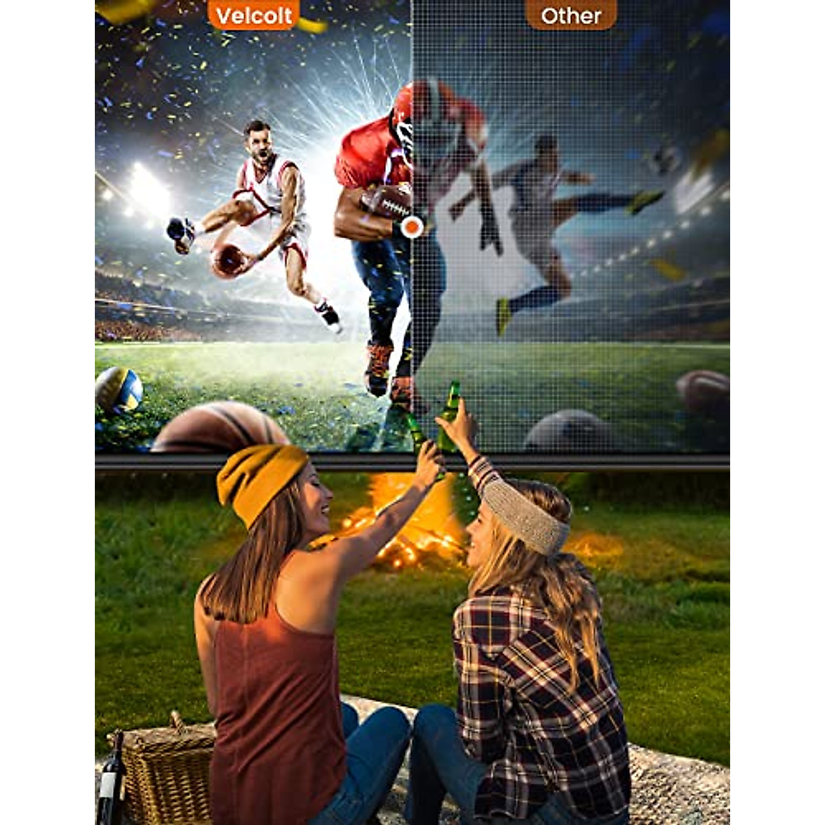 Projector Screen and Stand - Velcolt Portable Video Projection Screen 120 inch, 16:9 4K HD Rear Front Foldable Outdoor Movie Screen with Carry Bag for Indoor Outdoor Home Theater Backyard Camping