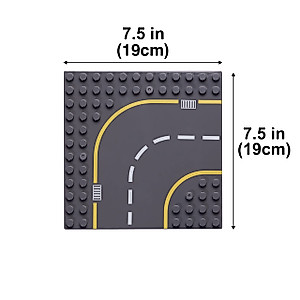Apostrophe Games Large Building Blocks Road Base Plates Compatible with Large Building Blocks – 8Pcs Straight and Curved Road Construction Blocks – 7.5 x 7.5 Inch Street Baseplates, STEM Learning