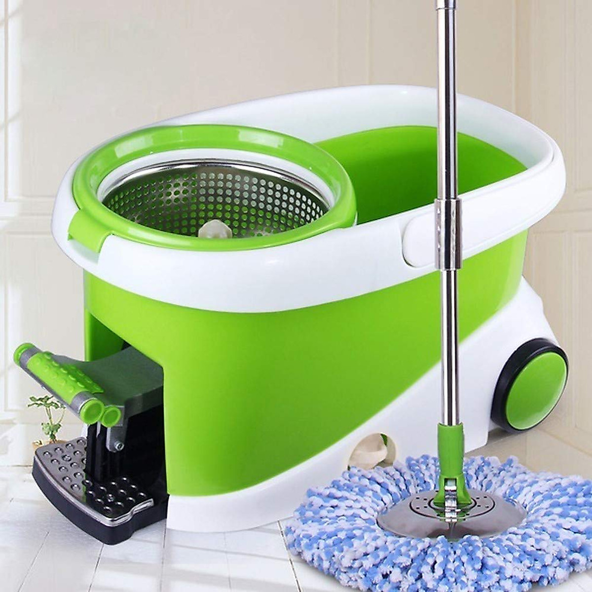 Magic 360 Upgraded Mop Handle - Replacement 360° Rotating Head New Easy Magic Microfiber Spinning Floor Mop Head Refill Mop Head, for Home Bedroom Living Room Kitchen Floor Cleaning