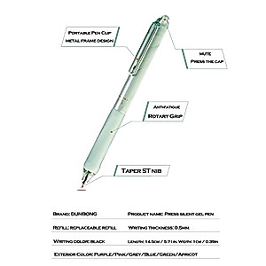 DUNBONG Retractable 0.5mm Porous Point Pen, metal clip, non-slip pen holder, Black ink gel pens, Box of 6 Pens (6)