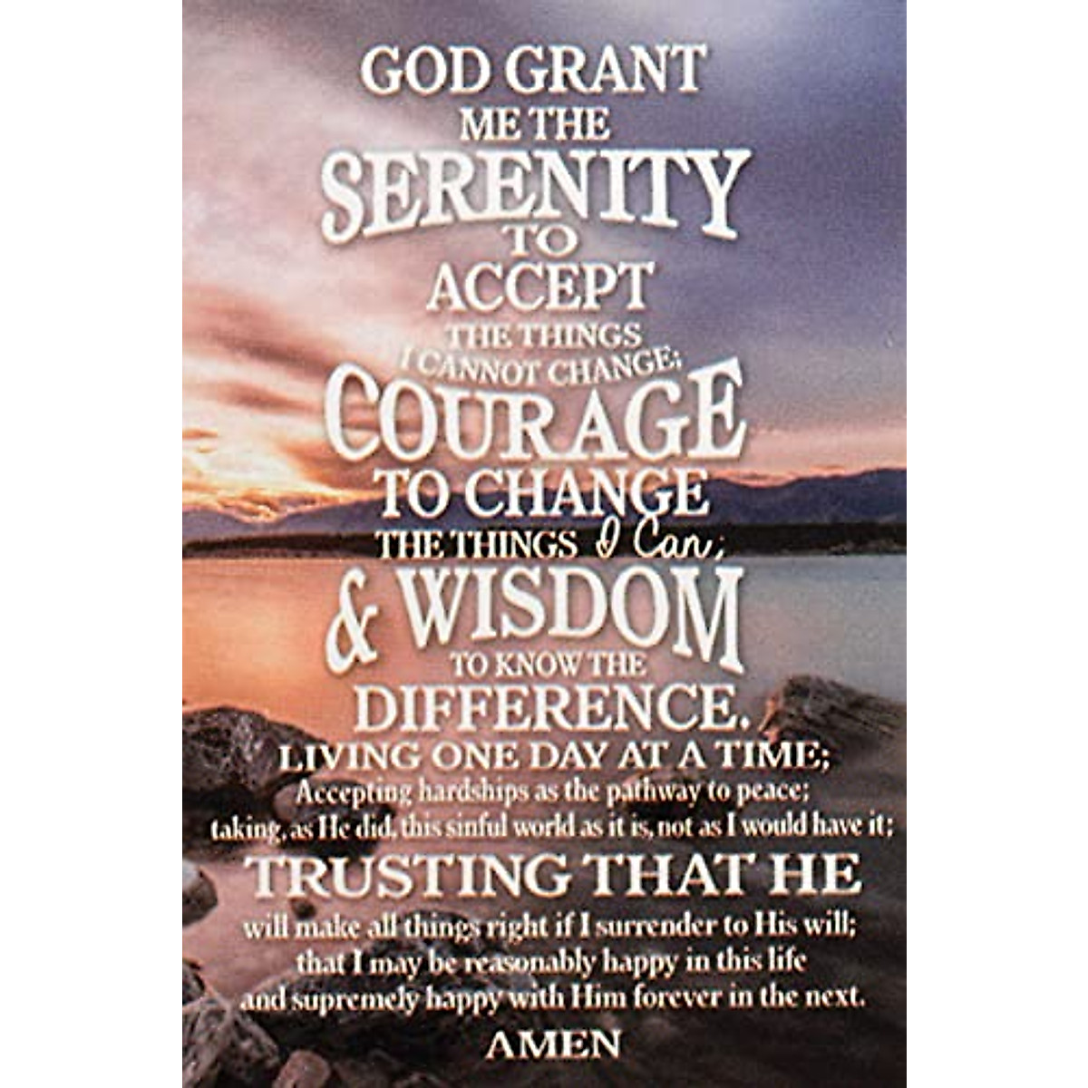 Serenity Prayer Peaceful Pink Sunset 2 x 3 Paper Itty Bitty Bookmark Pack of 24