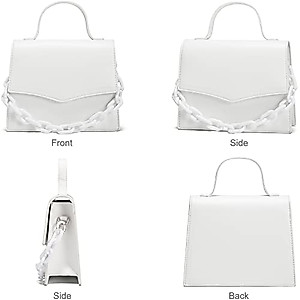 CATMICOO Mini Purses for Women Trendy Mini Bag with Detachable Plastic Chain (White)