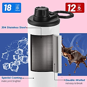 Joyclub 4 Pack Sublimation Water Bottle Blanks 20 oz Sublimation Tumblers with Handle Sports Skinny Insulated Tumblers Bulk