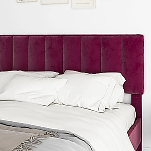 Yegee Full Bed Frame/Velvet Upholstered Platform Beds with Adjustable Headboard/Strong Wooden Slats/Mattress Foundation/Easy Assembly/Wooden Feet/No Box Spring Required(Burgundy, Full)