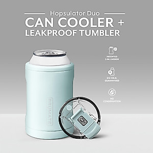 BrüMate Hopsulator Duo 2-in-1 Can Cooler Insulated for 12oz Cans + 100% Leak Proof Tumbler with Lid | Can Insulated for Hard Seltzer, Beer, Soda and Energy Drinks (Blue Agave)