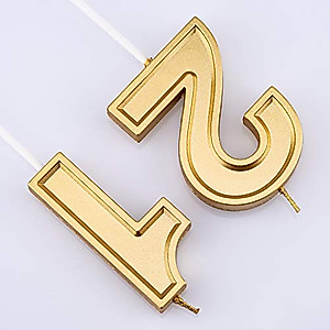 LUTER 2.76 Inch Gold Glitter Happy Birthday Cake Candles Number Candles Birthday Candle Cake Topper Decoration for Party Kids Adults (Number 21)