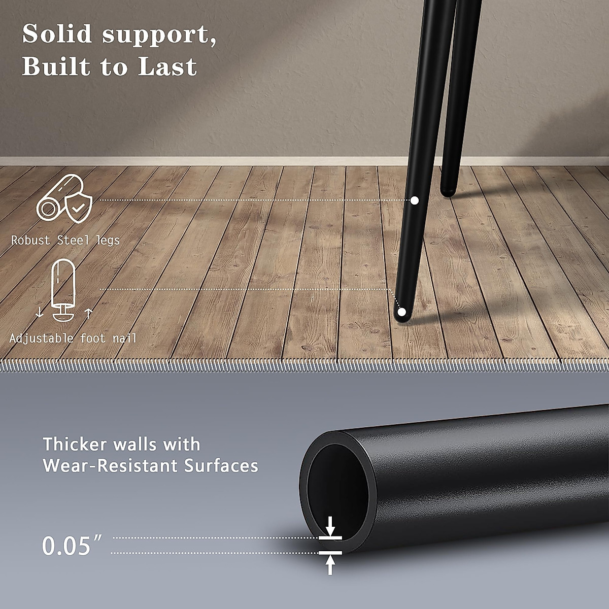 Dining Chairs Set of 4,Modern Upholstered Parsons Fabric Dining Chair,Adjustable Sturdy Metal Legs and High Back Kitchen Dining Room Chairs,Gray