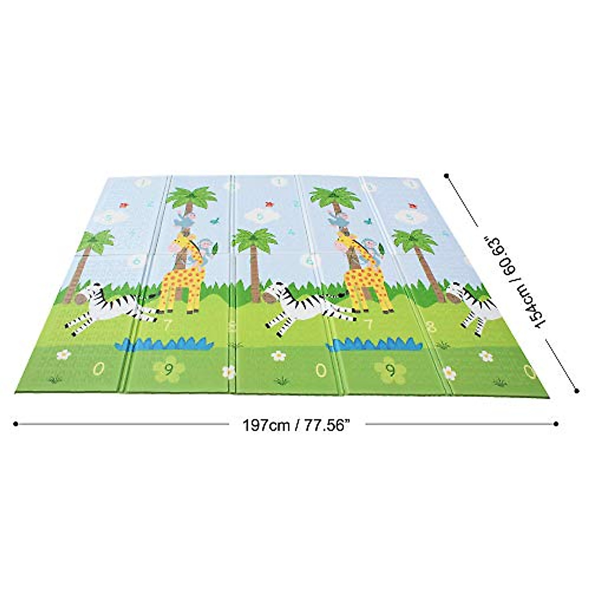 Teamson Kids Fantasy Fields - Safari Animal and Garden Insects Baby Crawling Play Mat -Blue/White