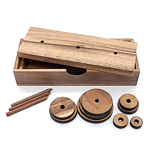 BSIRI Fun Puzzle Board Games Gifts of Hanoi Tower (9 Rings) with Wooden Designs for Brain Teasers Logic Games Kids and Adults to Challenges Mastermind Game and Think for Fun Learning Tower Puzzles