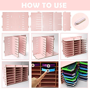 24 Grids Diamond Painting Tray Organizer with 24 Pieces Large Diamond Painting Tray Diamond Art Accessories Storage Rhinestone Dot Tools DIY Gem Art Craft Include Sticker(Pink)