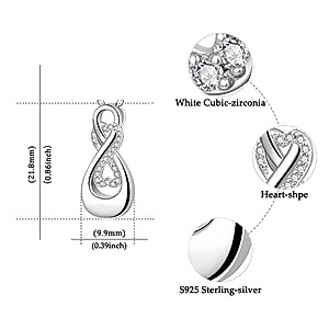 ZGBY S925 Sterling Silver Necklace for Ashes Infinity Urn Necklaces Teardrop Cremation Jewelry for Ashes Keepsake Memorial Pendant for Women Men Loved Ones (White)