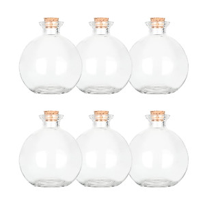 Magic Season Decorative Glass Bottles with Cork Stoppers (9 fl oz. Potion Bottles / 6 Pcs)