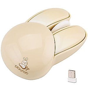 Lomiluskr Cute Bunny Wireless Mouse, Silent Mouse, 2.4G Wireless Mice, Candy Colors, Kawaii Rabbit Mouse for Girls and Kids (Beige Bunny)