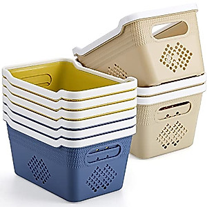 Jucoan 9 Pack Plastic Storage Baskets, Small Shelf Storage Baskets Classroom Storage Baskets for Home Kitchen Bathroom Cabinet Office School, 8.5 x 6 x 4.75 Inch