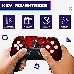 Console Controller Wrap - Black and Red Console PS5 Controller Skin Vinyl Sticker PS5 Console - PS5 Skins and Decals Video Game Console 5 Controller Accessories