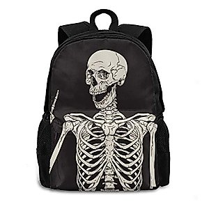 Cool Halloween Laptop Backpack Rock Roll Skull Hippie Tablet Bag Travel Business College Rucksack Casual Outdoor Camping Daypack for Women Men