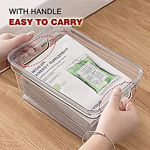 loobuu Plastic Clear Storage Bins with Lid, Stackable Pantry Organizer Box Bin Containers for Organizing Wardrobe Clothes, Fridge, Pantry Cabinet, Fruit, Vegetables, Bathroom Supplies 3 Pack