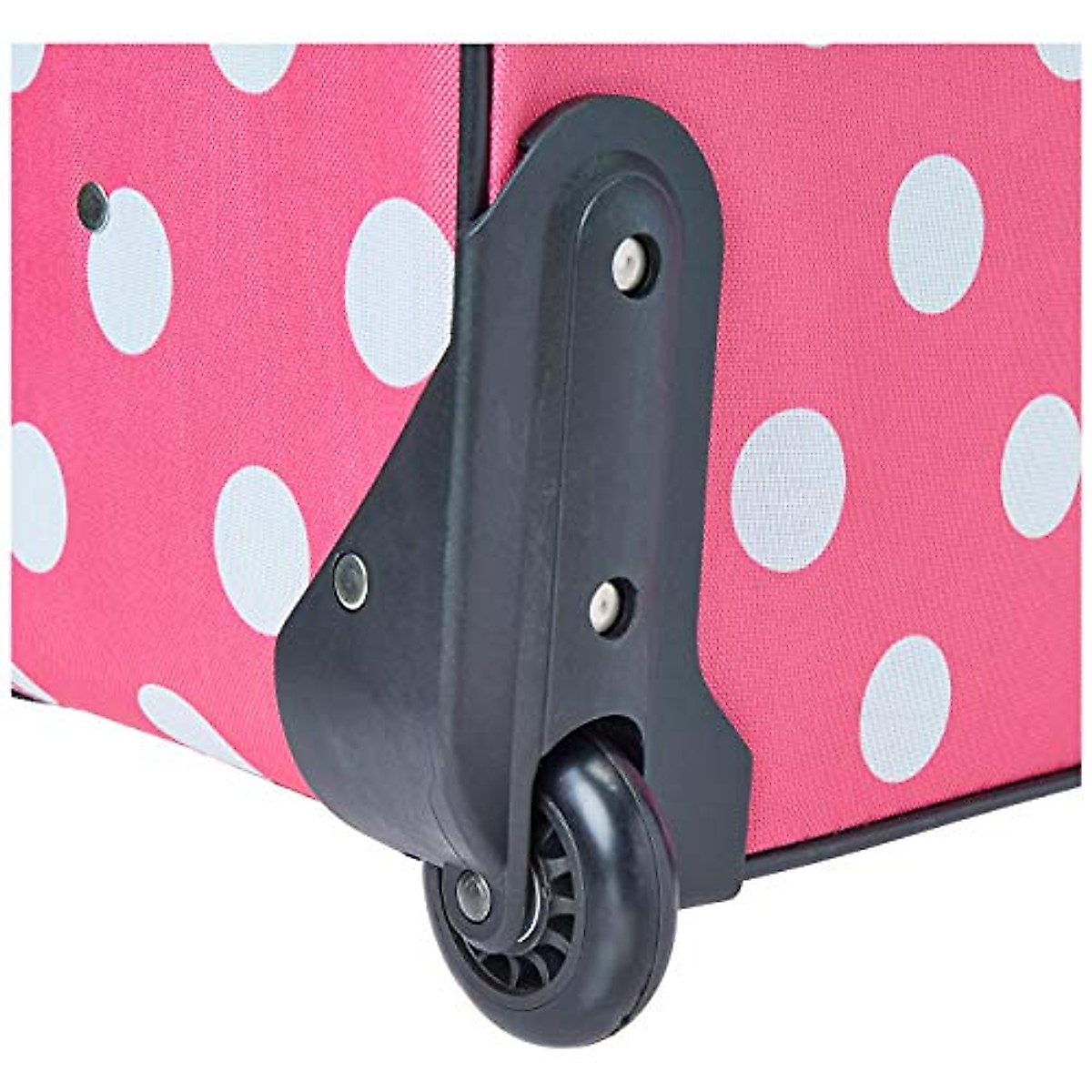 Rockland Polka Softside Upright Luggage Set, Expandable, Lightweight, Pink Dots, 4-Piece (14/19/24/28)