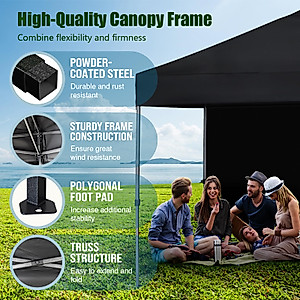 Eurmax USA NOMATTER ONE-Person Open&Close 10x10ft Pop Up Canopy Tent,Portable Shelter Canopy for Outdoor Events with 1 Removable Sidewall,Instant Canopies,Temporary Sunshade,Bonus 4 Sand Bags(White)