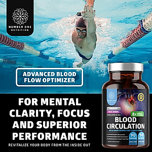 Number One Nutrition N1N Premium Blood Supplement [8 Powerful Herbs & Vitamins] All Natural Blood Flow Supplement with Hawthorn, Butchers Broom and Cayenne Pepper, 90 Caps