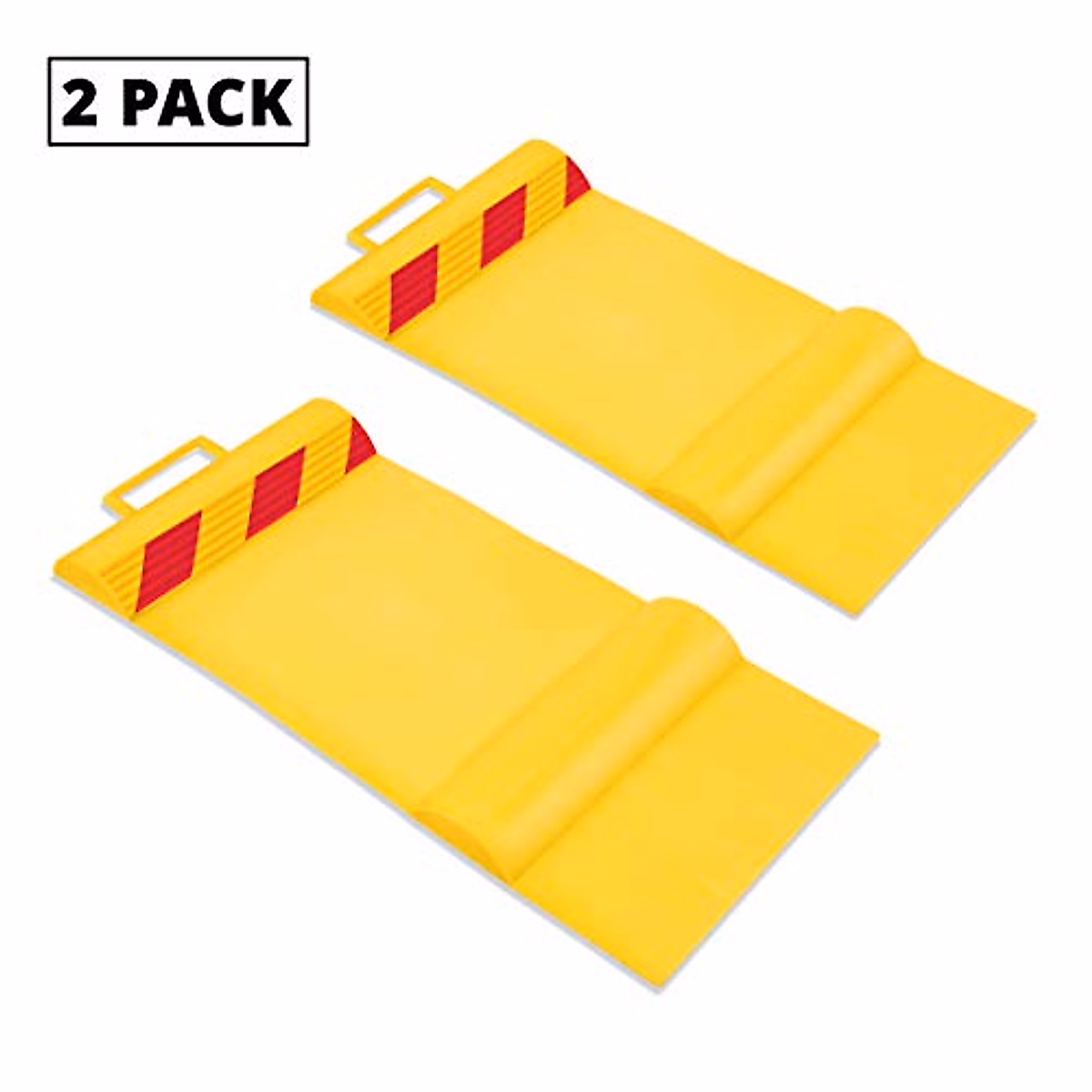 RaxGo Car Parking Mat, Garage Wheel Stopper Parking Aid, Tire Guides for Cars, Trucks & Other Vehicles | Anti-Skid Grips, Easy Install Adhesive, Carry Handles & Reflective Strips | Pack of 2 Mats