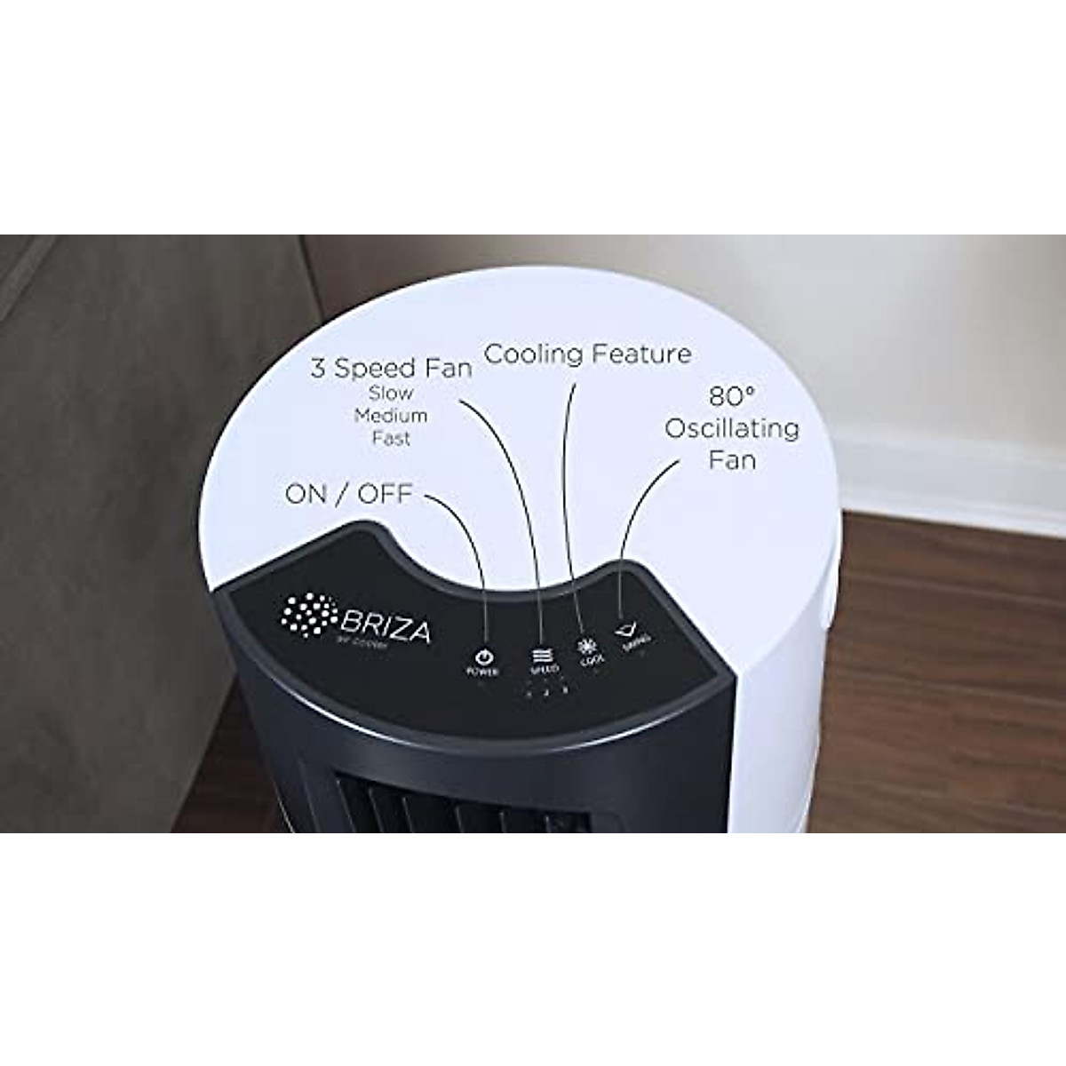 Briza Air Cooler - Evaporative Air Cooler - Swamp Cooler - Air Cooler Fan - Air Cooler for Room - Great for Livingroom, Bedroom, Office - 8 Liter Water Tank - 80° Swing Oscillation - 3 in 1 - Remote Included - 3 Speed Fan